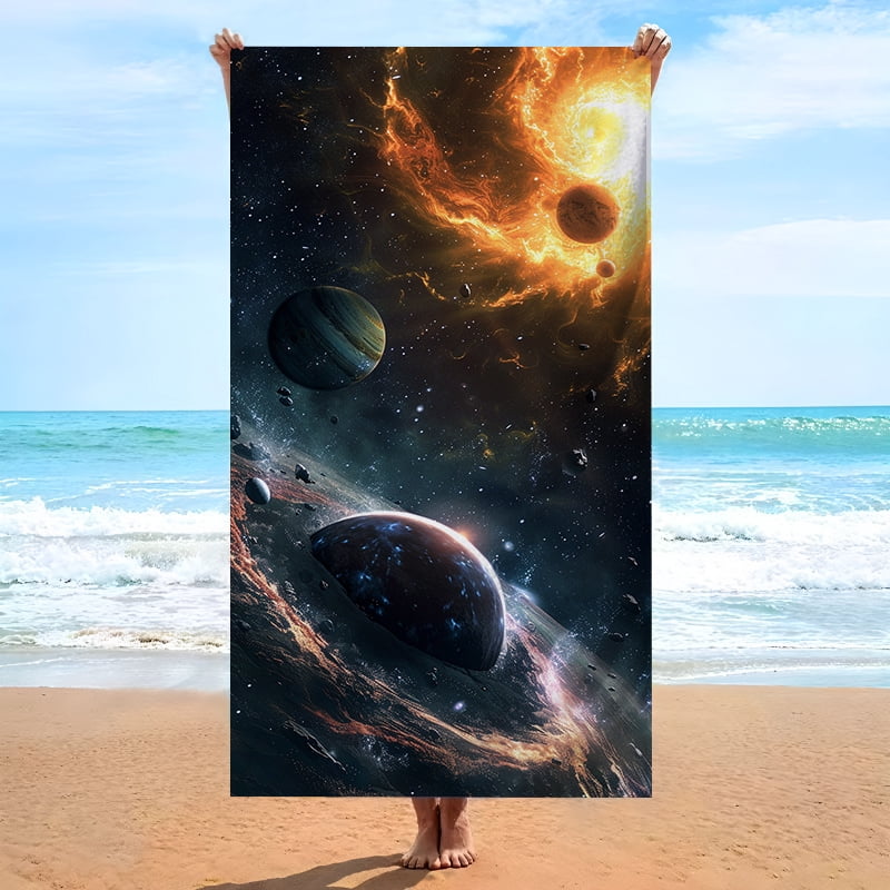 1 oversized space-themed beach towel - Soft microfiber print with ...