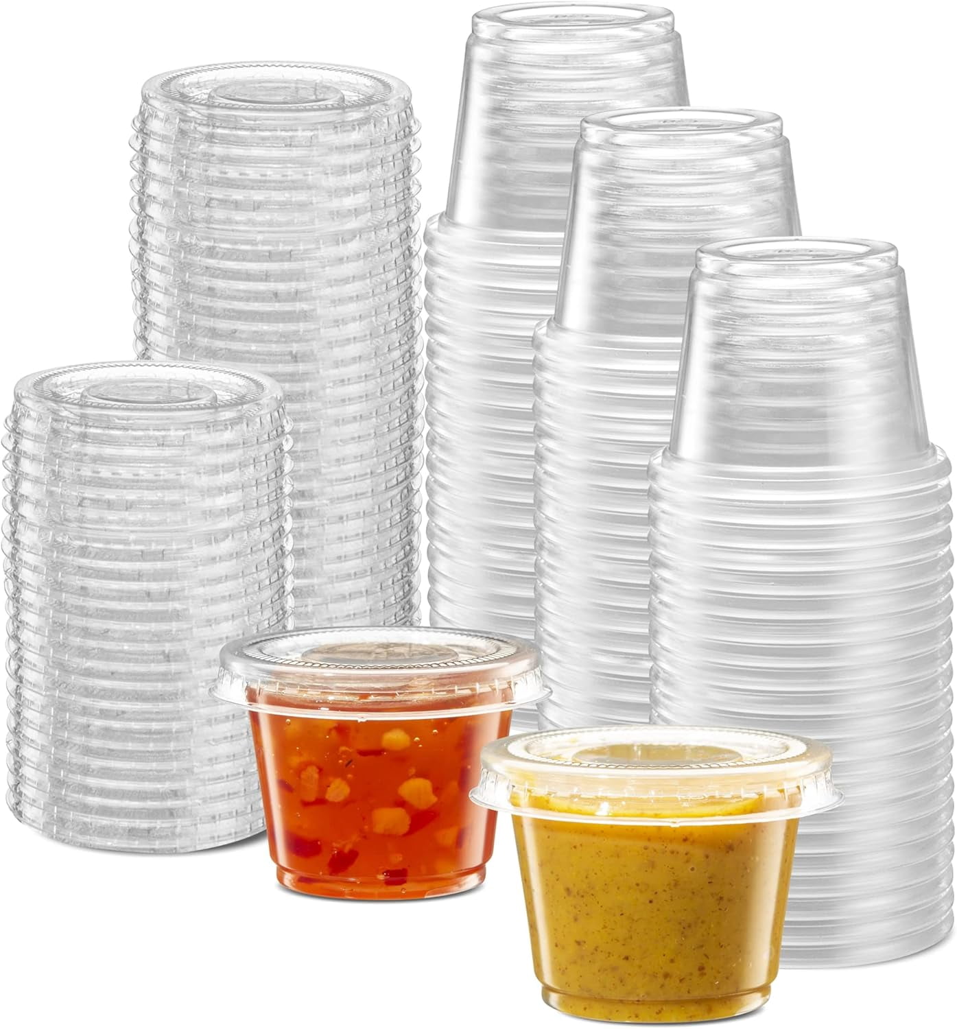 (1 oz - 200 Sets) Clear Diposable Plastic Portion Cups With Lids, Small ...