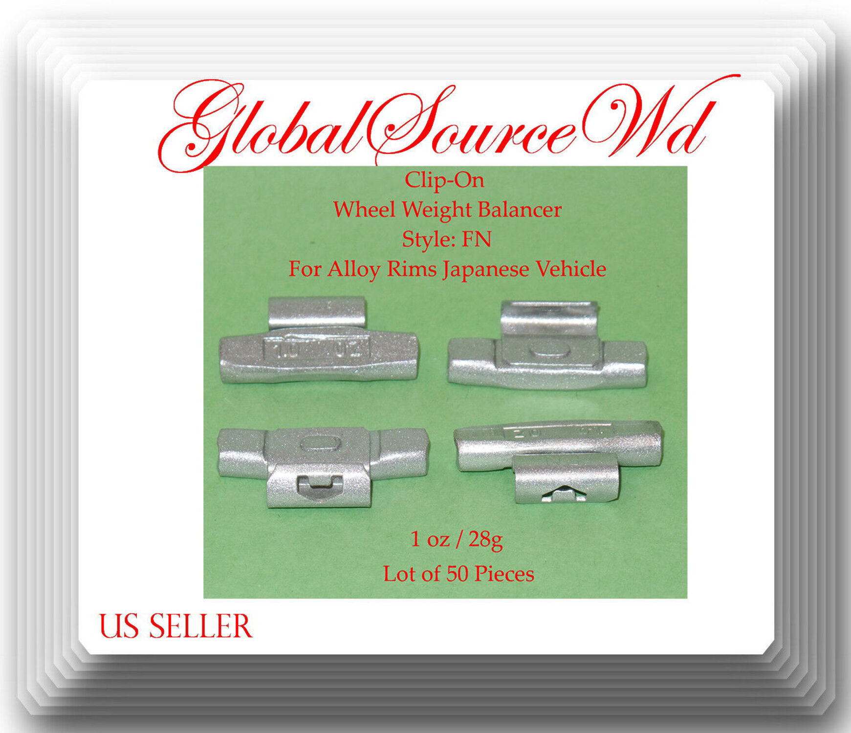 1 oz 28g Clip-On Wheel Weight FN Style For Alloy Rims Japanese Vehicles ...