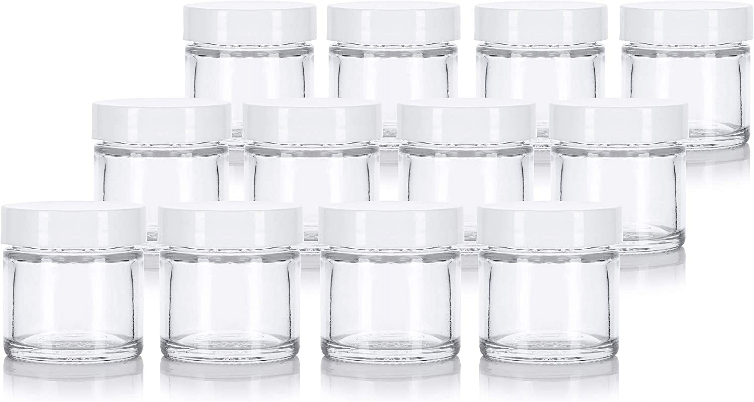 1 oz / 30 ml Clear Glass Straight Sided Jar with White Smooth Lined ...