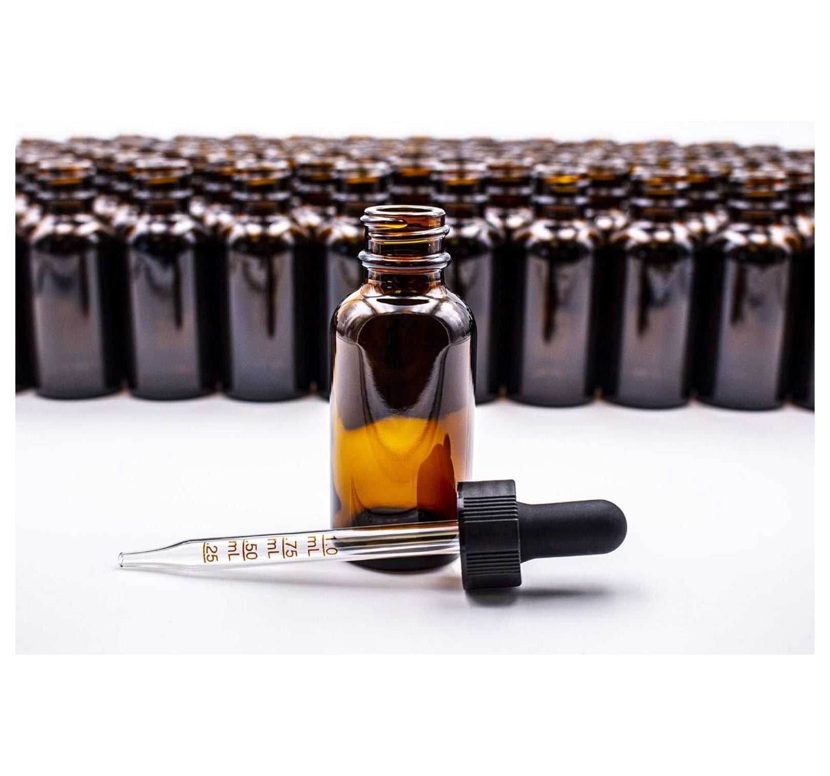 1 oz (30ml) Amber Dropper Bottles with Graduated Dropper Assemblies ...