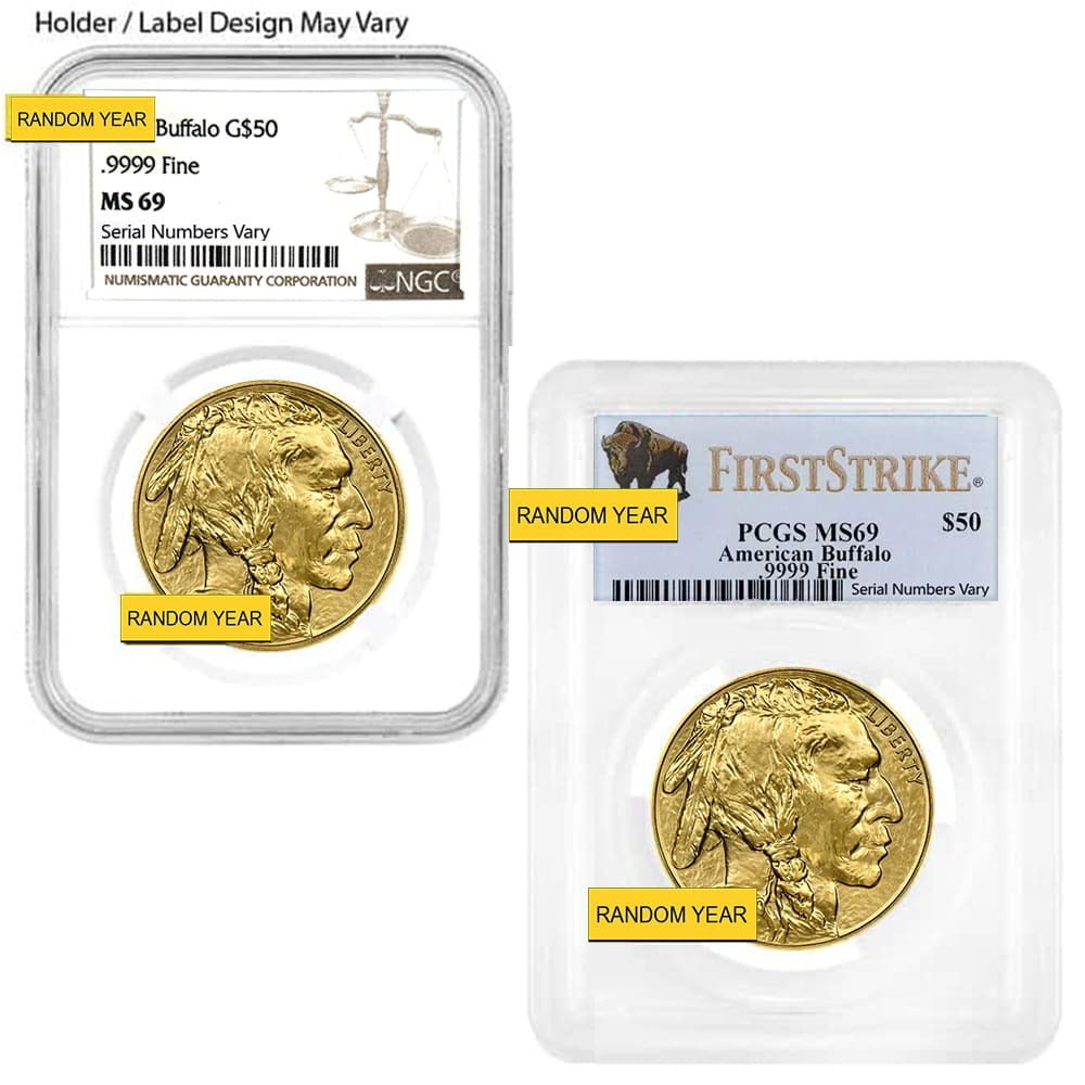 1 oz Gold American Buffalo $50 Coin NGC MS 69 / PCGS MS 69 (Random Year) - Walmart.com