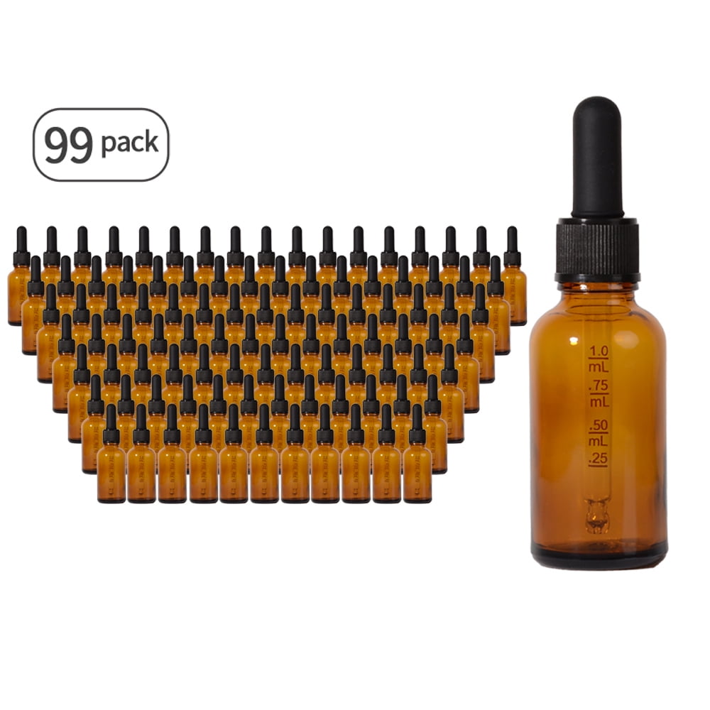 1 oz 99 Pack Amber Glass Bottles 30ml Empty Tincture Bottles for ...