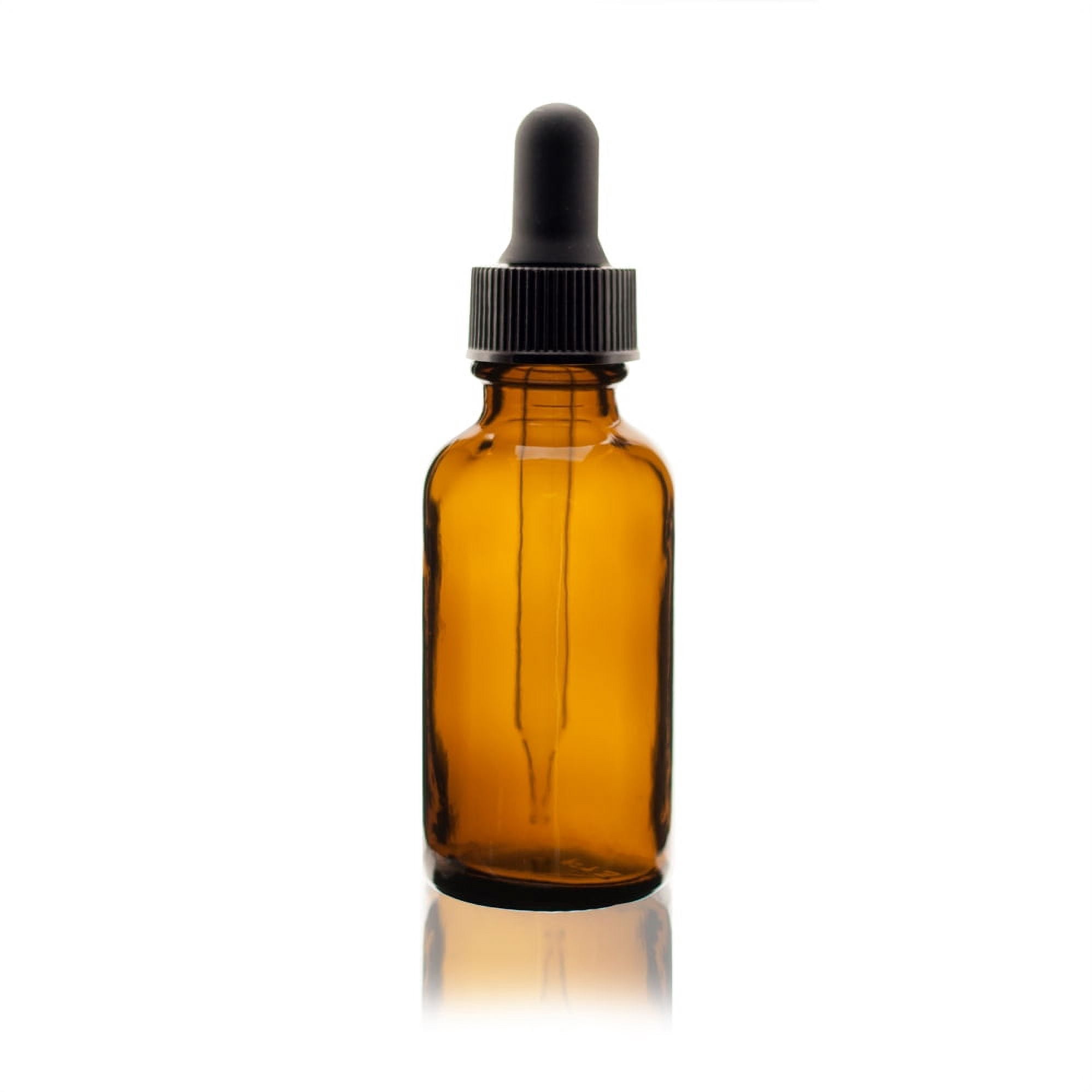 1 oz AMBER Boston Round Glass Bottle - w/Glass Dropper - pack of 12 ...