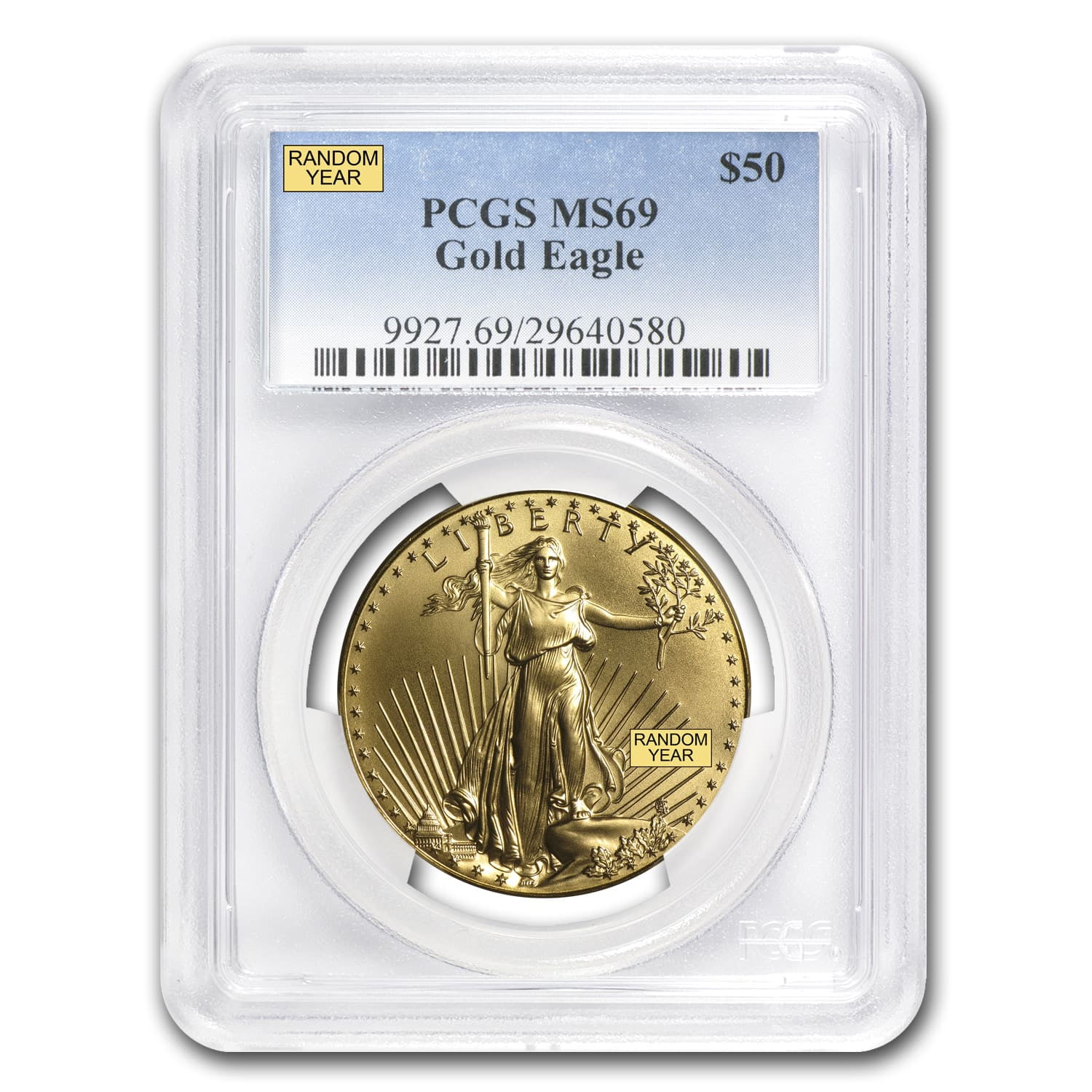 1 oz Gold American Eagle Coin MS-69 PCGS, Near-Perfect Condition ...