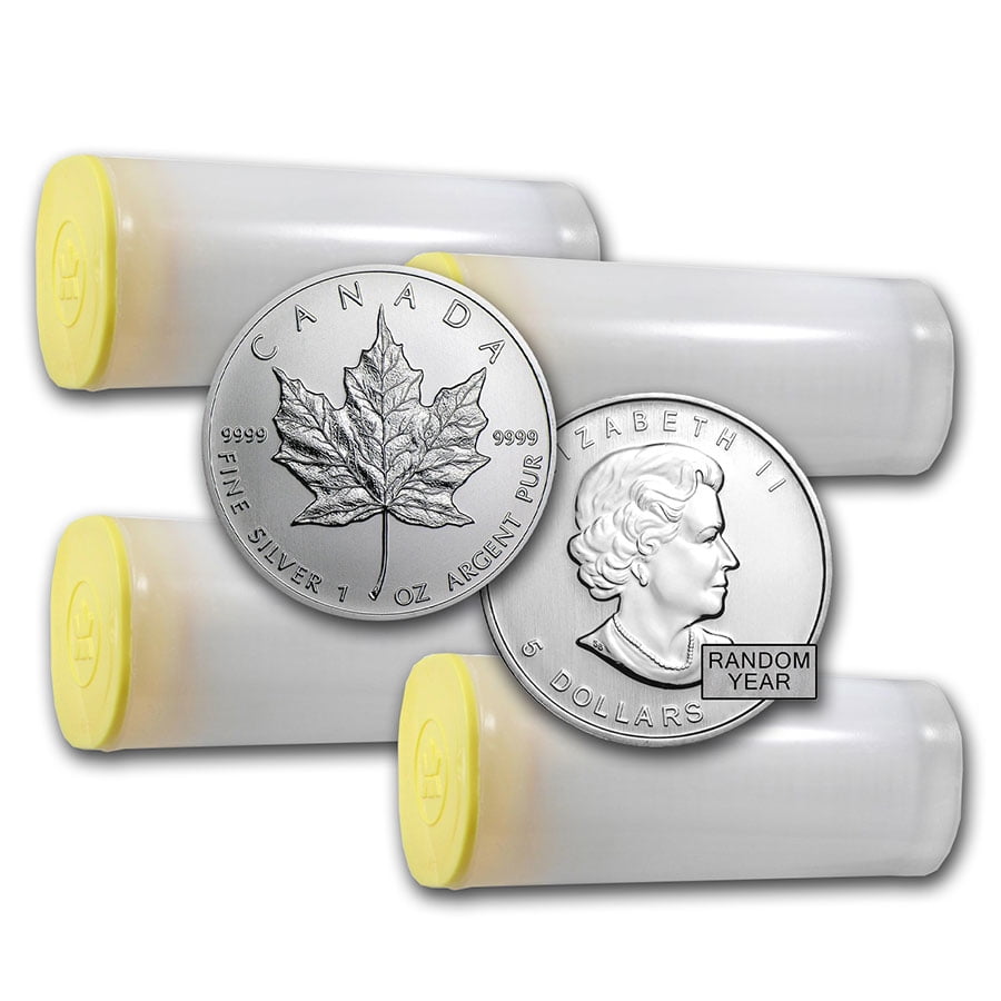 1 oz Canadian Silver Maple Leaf Coin BU (Random Year) Lot of 100 ...
