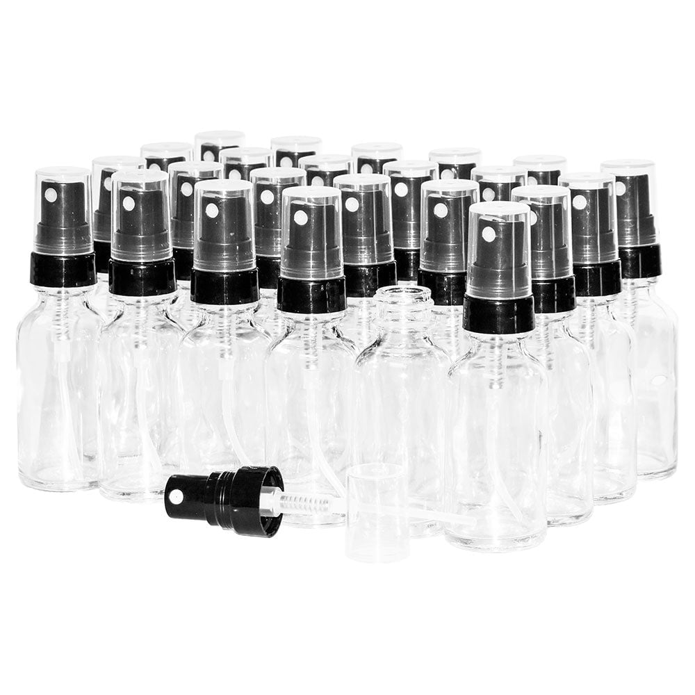 1 oz. Clear Boston Round with Black Fine-Mist Sprayer (Smooth) (.16 ml ...