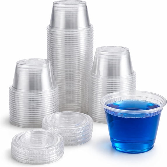 1 oz Clear Plastic Souffle Cups with Lids - BPA Free Portion Containers ...