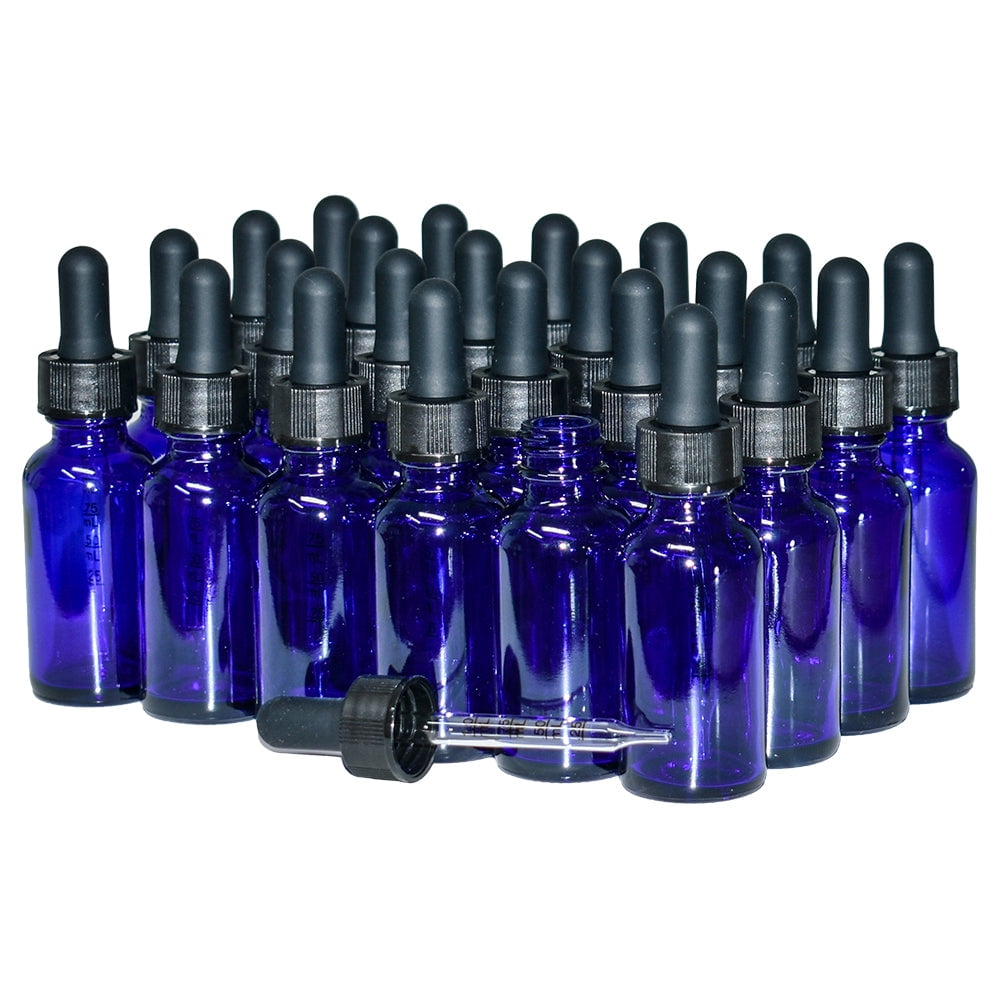 1 oz. Cobalt Blue Boston Round with Black Graduated Glass Dropper (20/400) (V23) (V20) - Walmart.com