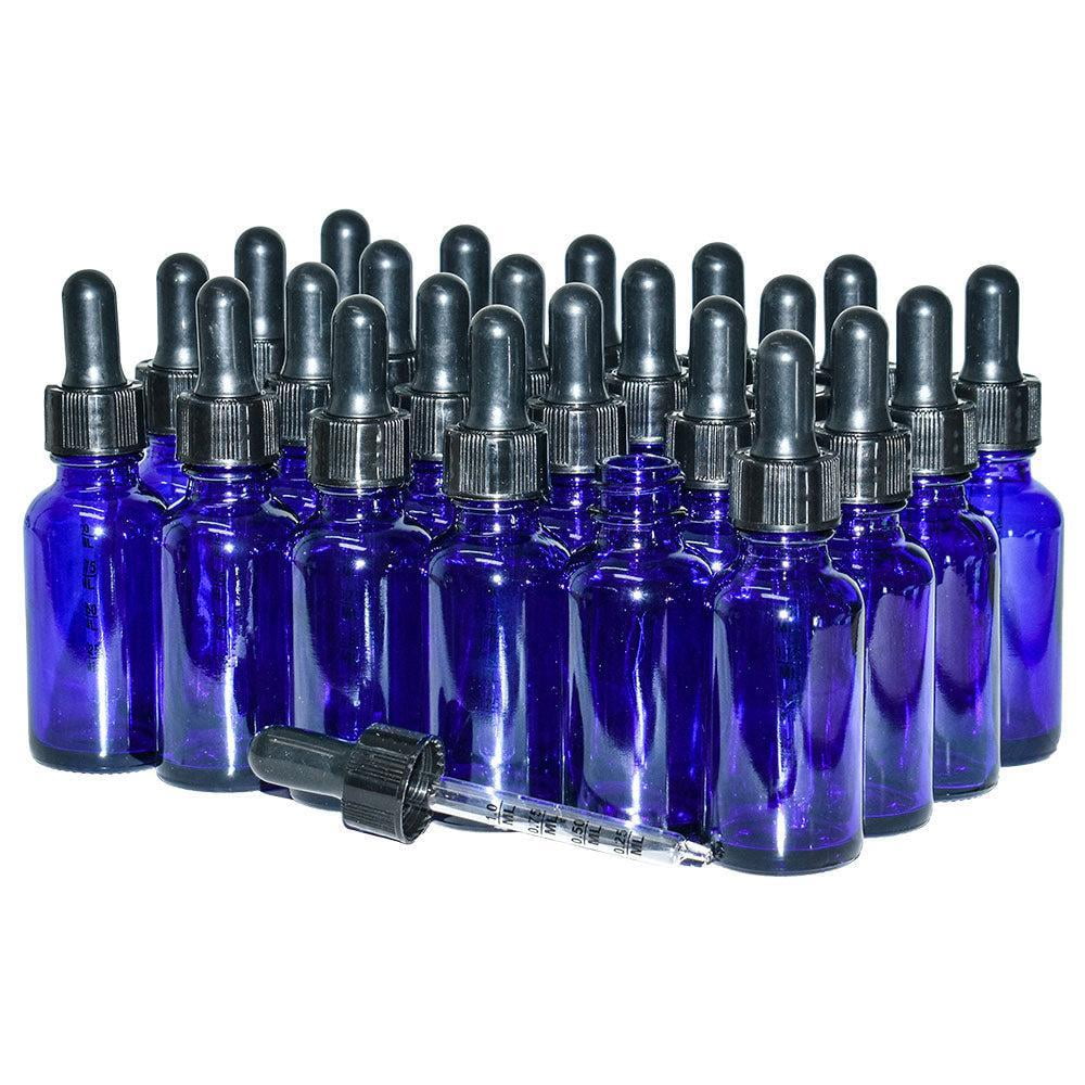 1 oz. Cobalt Blue Boston Round with Black Graduated Nitrile Glass Dropper (20/400) (V23) (V23 ...