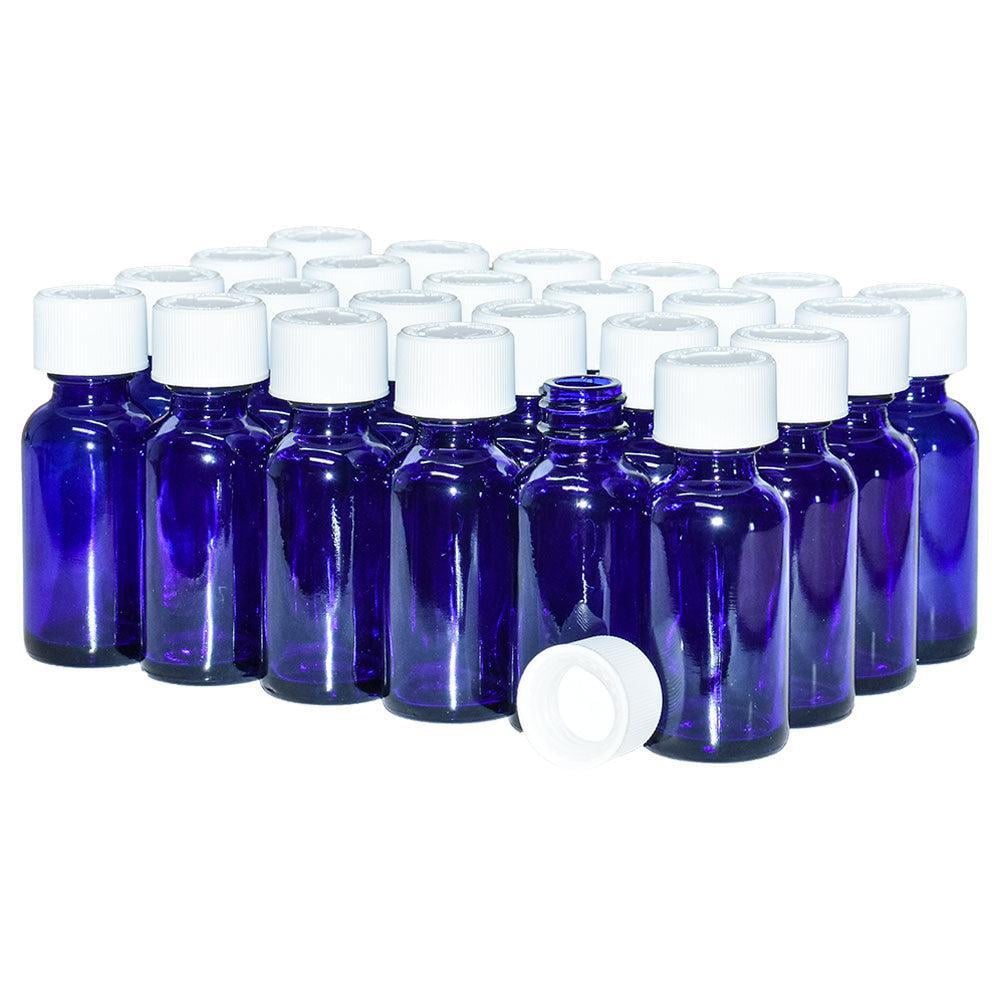1 oz. Cobalt Blue Boston Round with White Child-Resistant Cap (20/400 ...