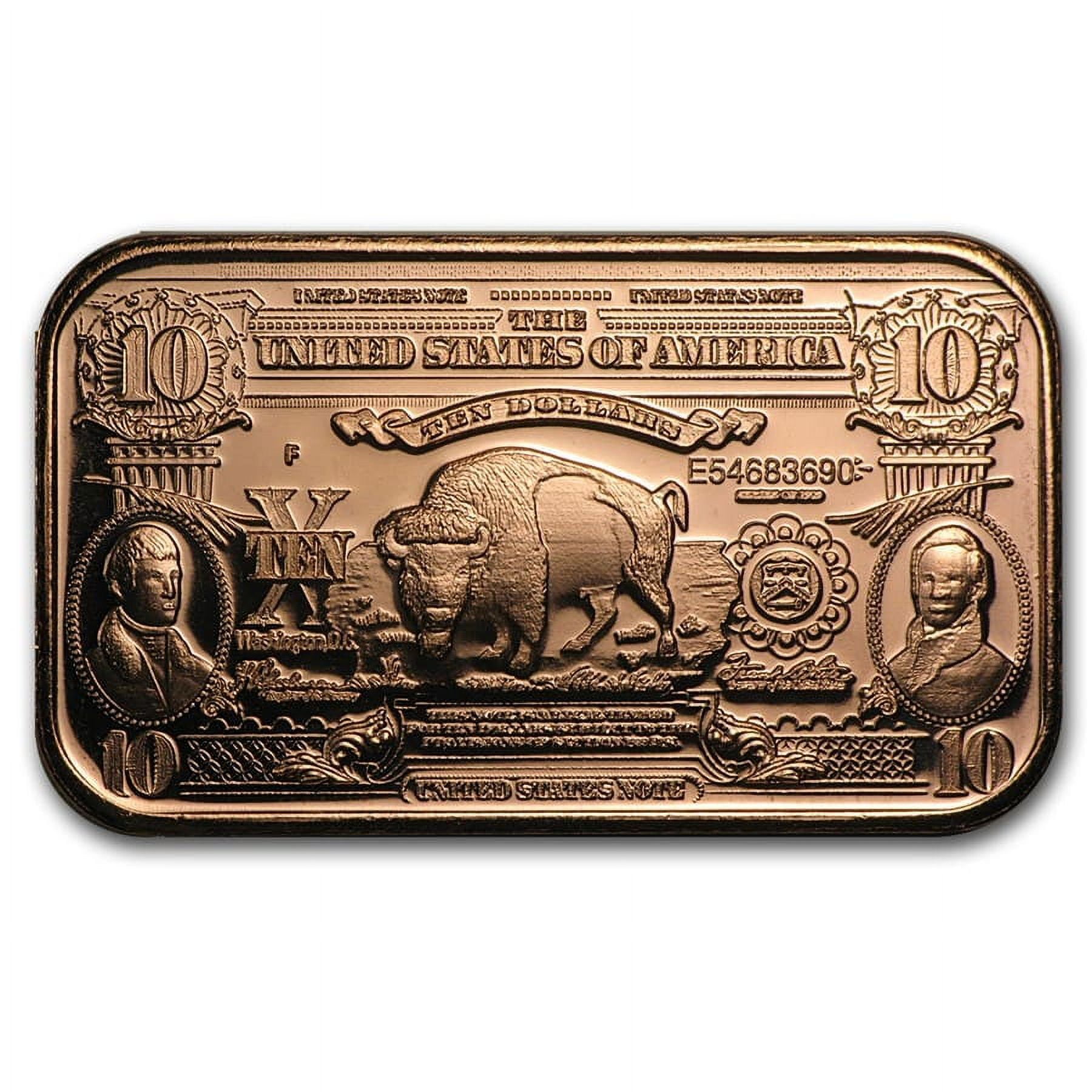 1 oz Copper Bar - $10 Bison Banknote Replica - Walmart.com