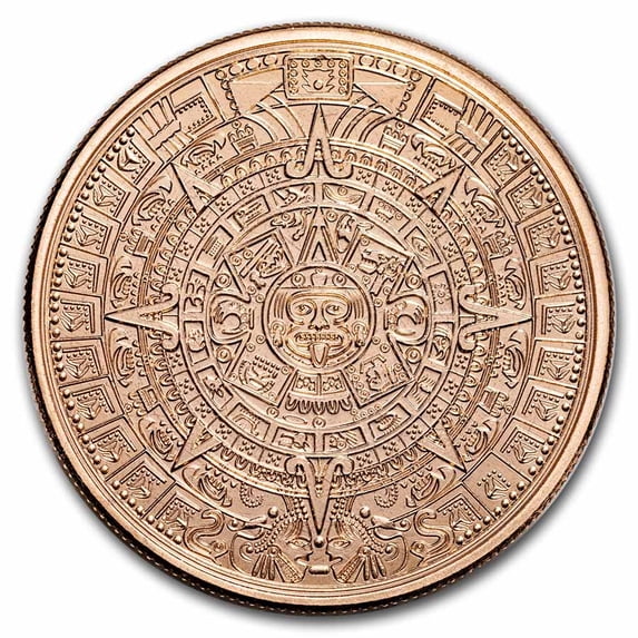 1 oz Copper Round - Aztec Calendar and Pyramid - Walmart.com