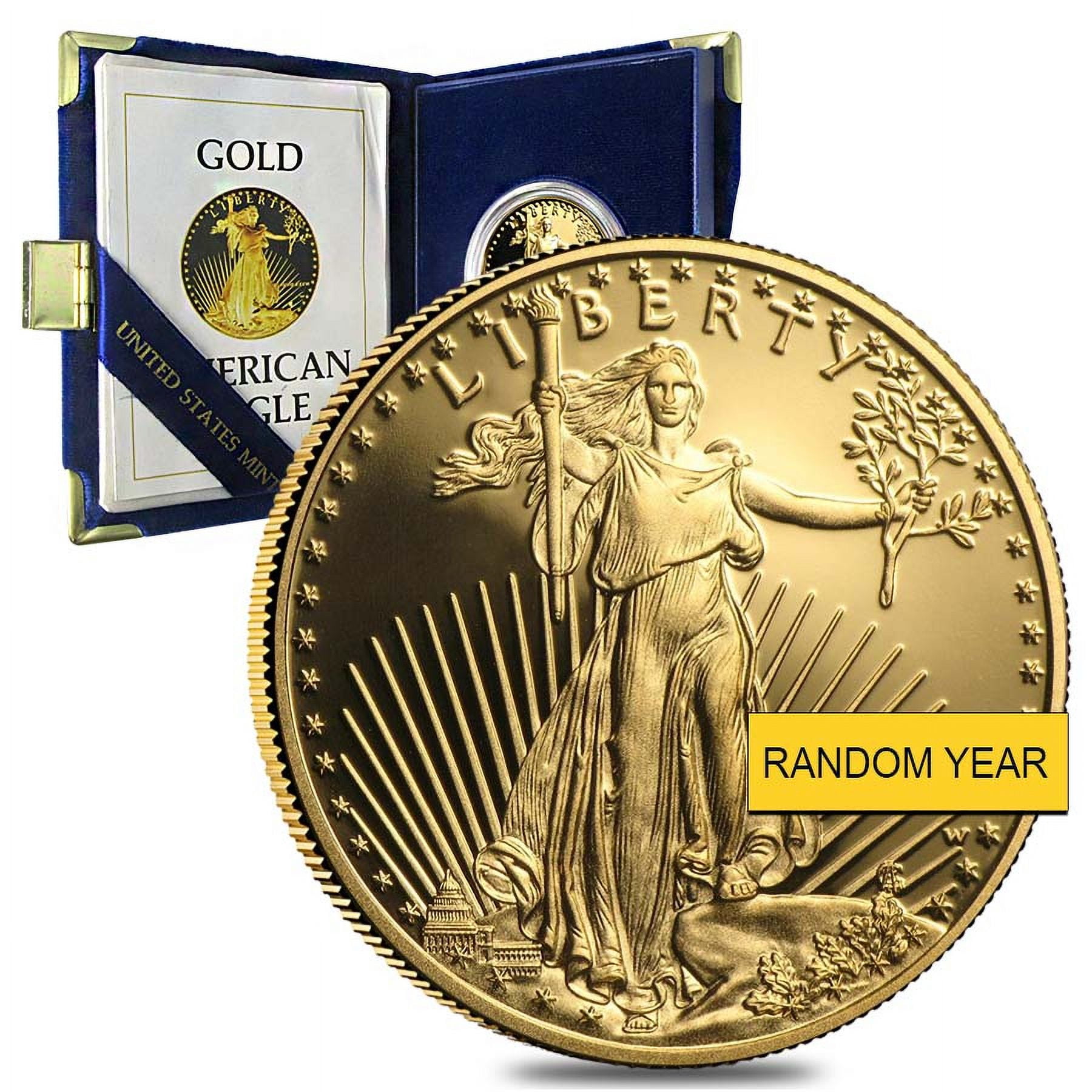 1 oz Gold American Eagle $50 Coin Proof w/Box & COA (Random Year) - Walmart.com