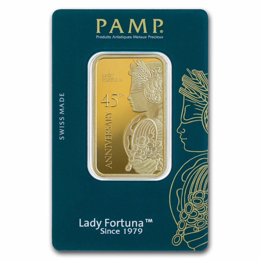 PAMP 1 oz Gold Bullion Bar - Lady Fortuna 45th Anniversary (In Assay ...