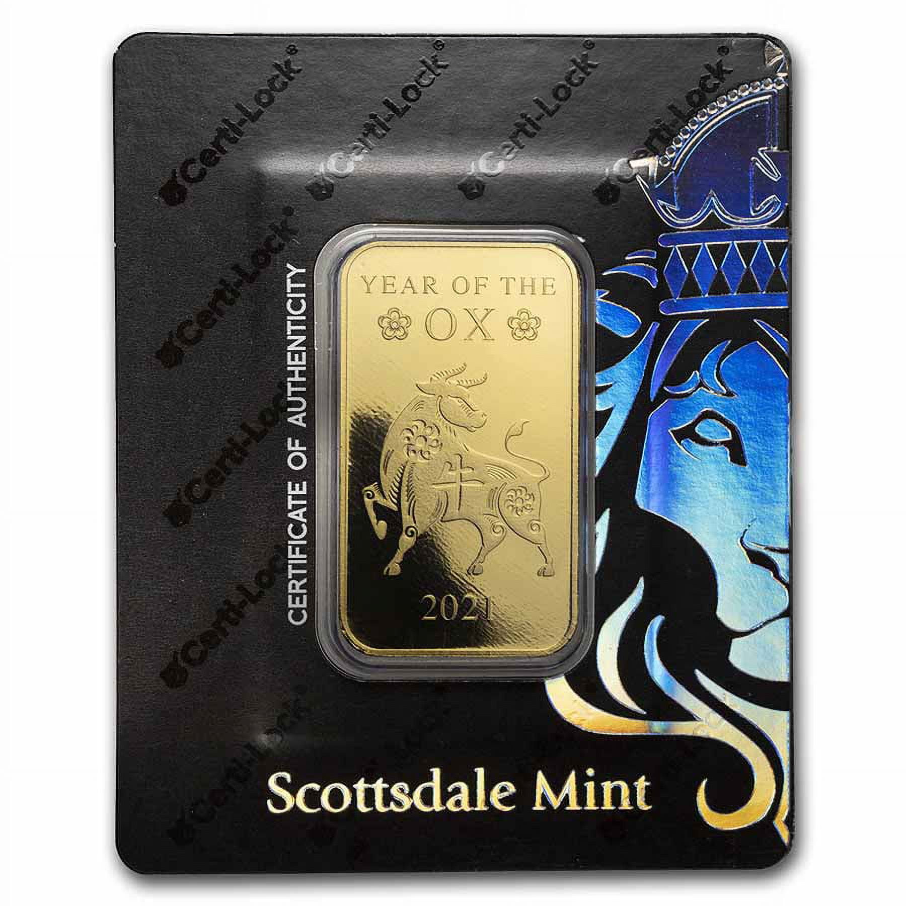1 oz Gold Bar - Scottsdale Year of the Ox Certi-Lock®(In Assay ...