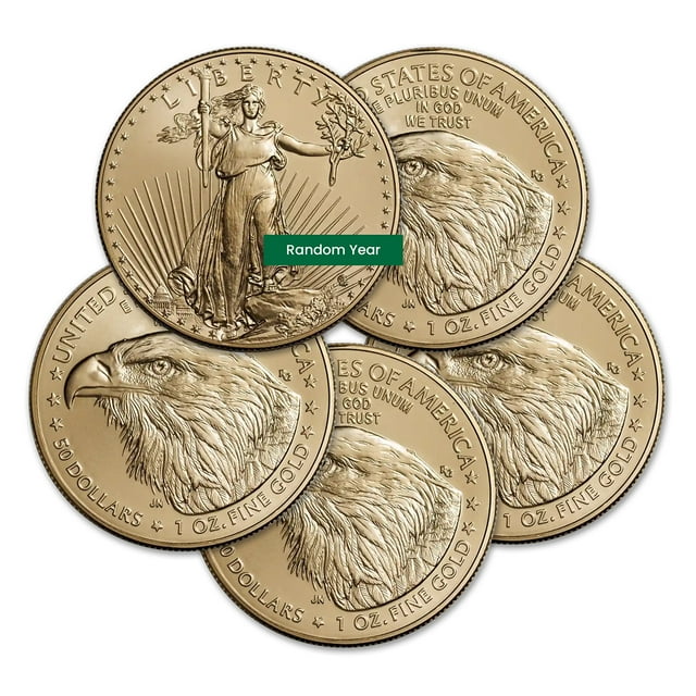 1 oz Gold Eagle Coin BU - Random Year - 5 Coins - Walmart.com