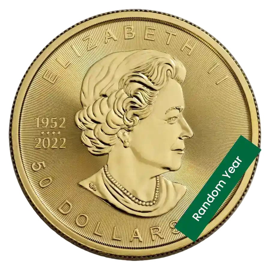 Royal Canadian Mint, 1 oz Gold Maple Leaf Coin BU, .999+ Fine, Random ...