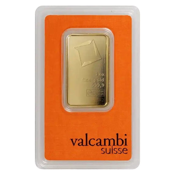 Valcambi 1 oz Gold Bar, .9999 Purity, with Assay Card and Serial Number ...