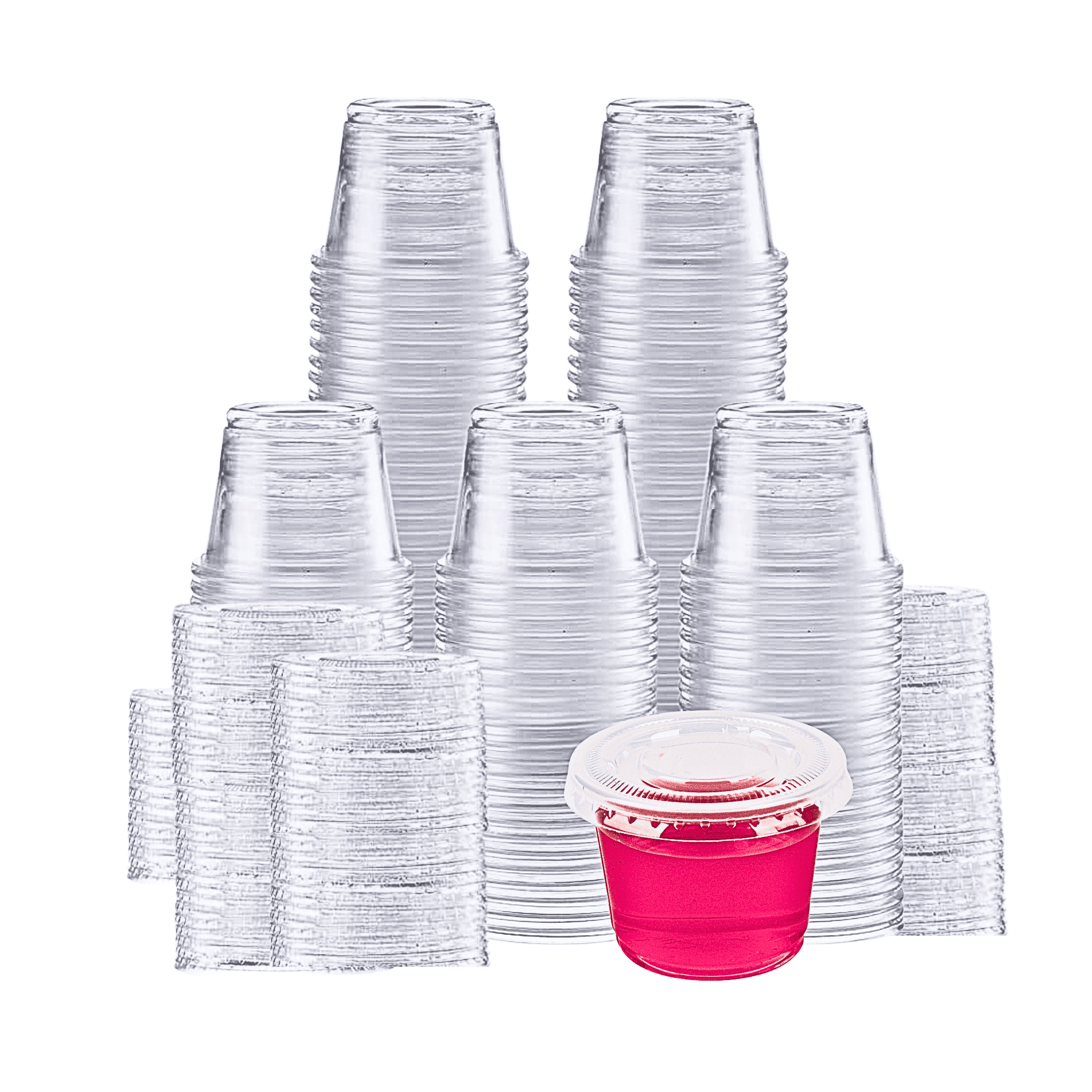1 oz Jello Shot Mini Clear Plastic Tumbler Cups with Lids, Small ...