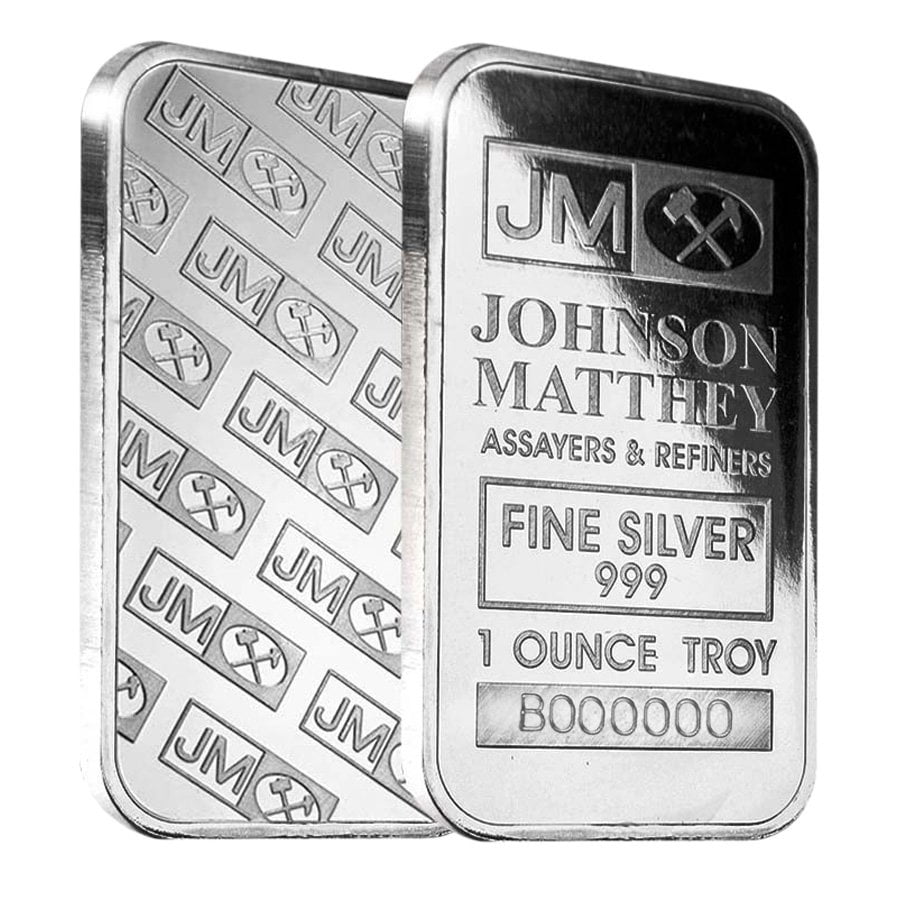 1 oz Johnson Matthey JM Silver Bars .999 Fine - Walmart.com