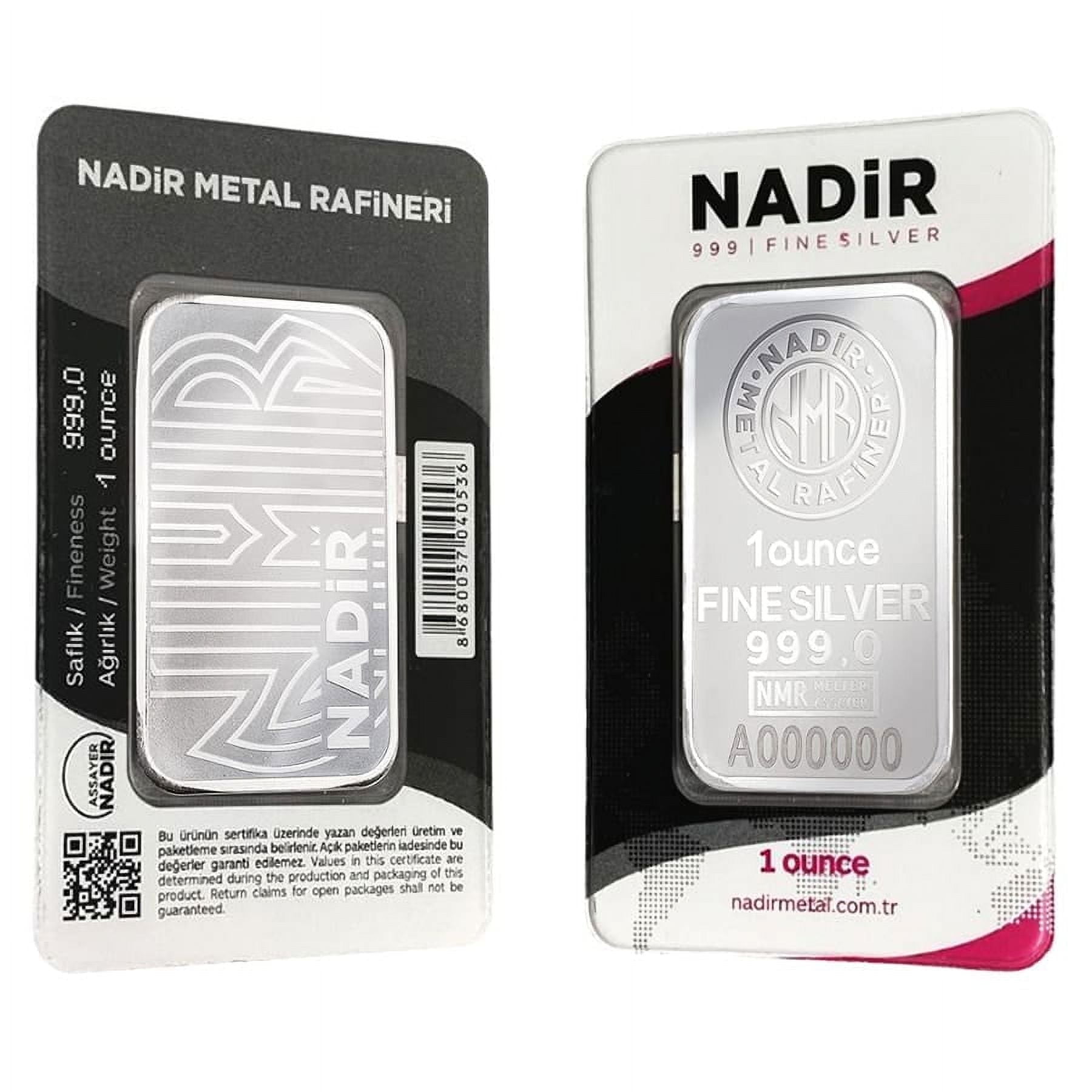 Nadir Refinery Pure 1 oz Silver Bar .999 Fine (In Assay) - Walmart.com