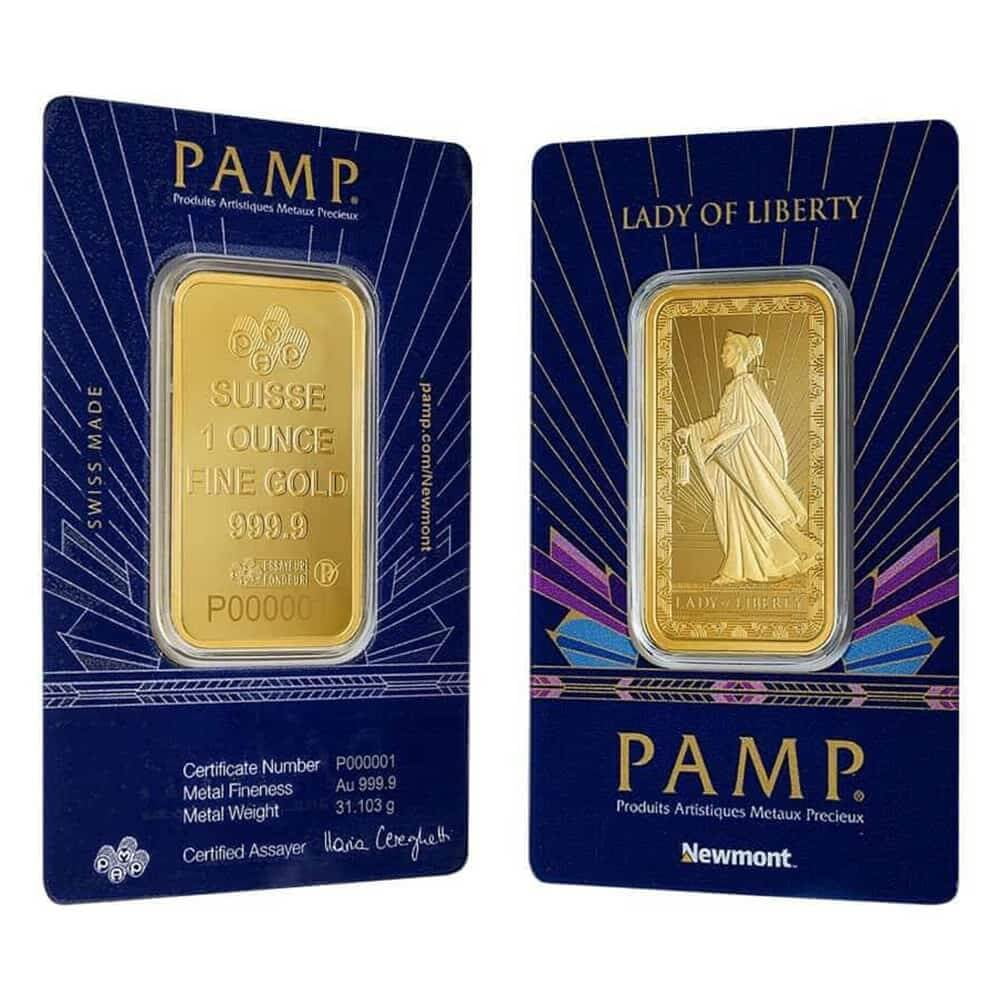 1 oz PAMP/Newmont Lady of Liberty Gold Bar (in Assay) - Walmart.com