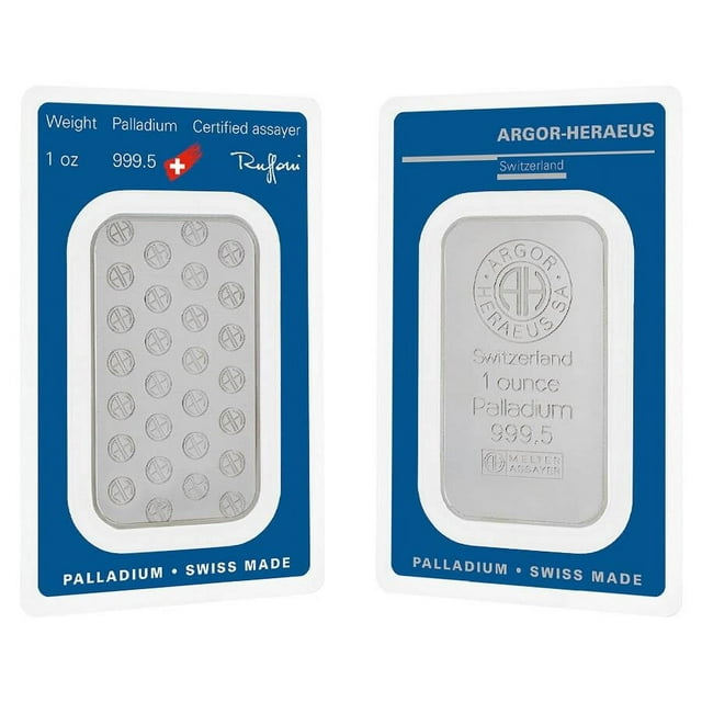 1 oz Palladium Bar - Argor-Heraeus .9995 Fine (In Assay), Swiss Quality ...