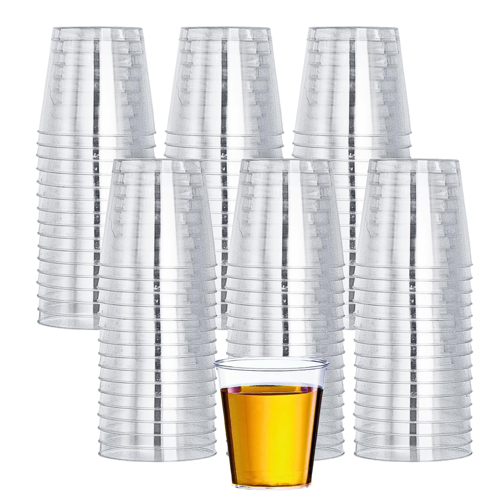 1 oz. Plastic Shot Glasses Disposable Clear Cups - Pack of 100, Small ...