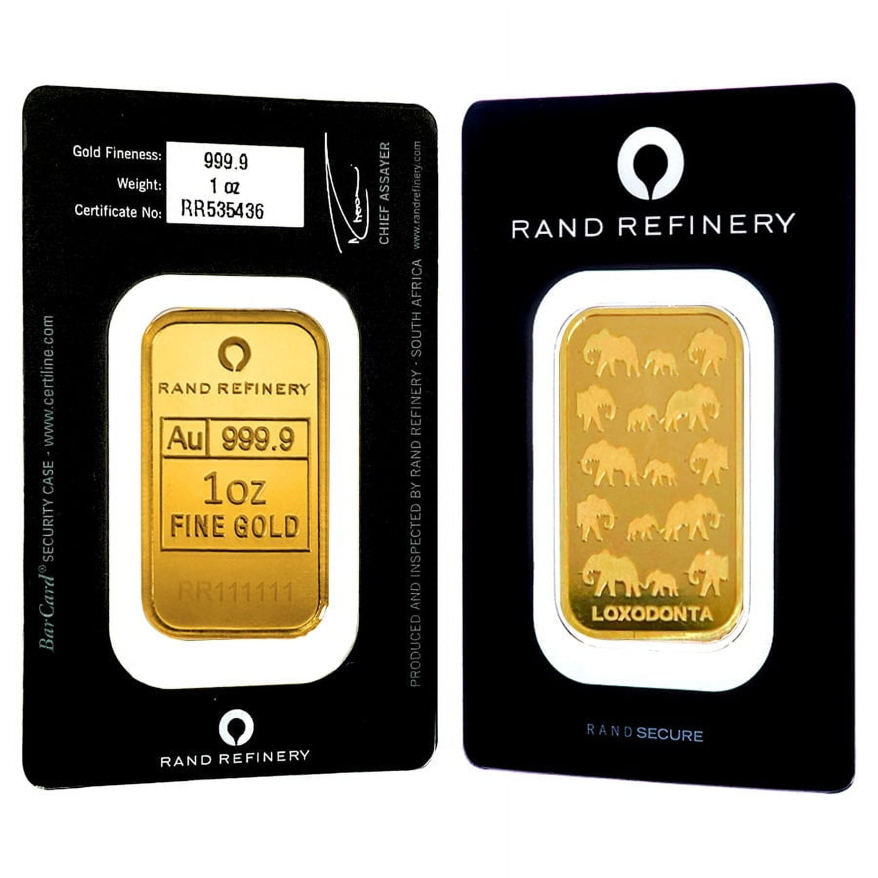 Rand Refinery Gold Bar, 1 oz, .9999 Fine, Black Assay, New - Walmart.com