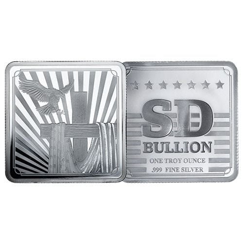 1 oz SD Bullion Cross and Flag Square Silver Bar - Walmart.com