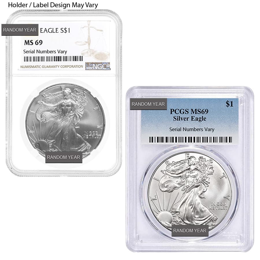 1 oz Silver American Eagle NGC/PCGS MS 69 (Random Year) - Walmart.com