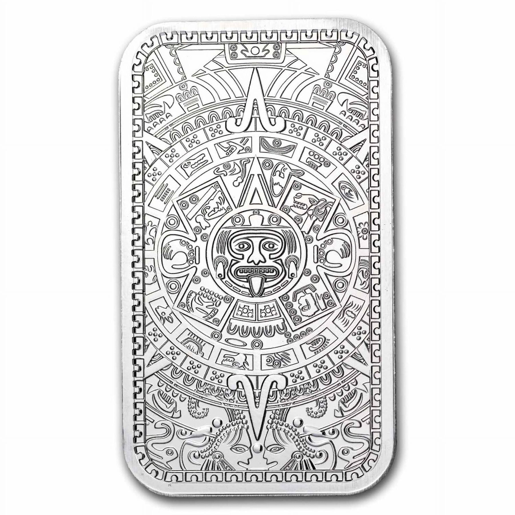 1 Ounce Silver Bullion Bar - Aztec Calendar Sun Stone Design - Walmart.com