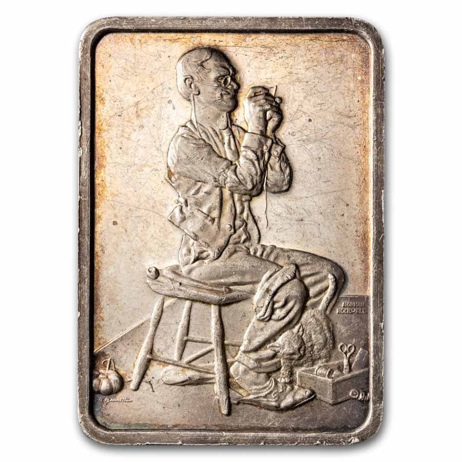 1 oz Silver Bar - Norman Rockwell (Random Motif, Scruffy) - Walmart.com