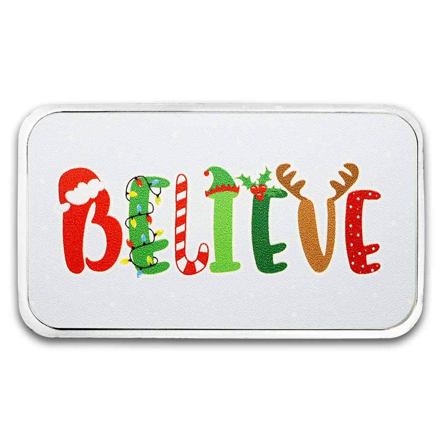 1 oz Silver Colorized Bar - Believe in the Magic of Christmas - Walmart.com