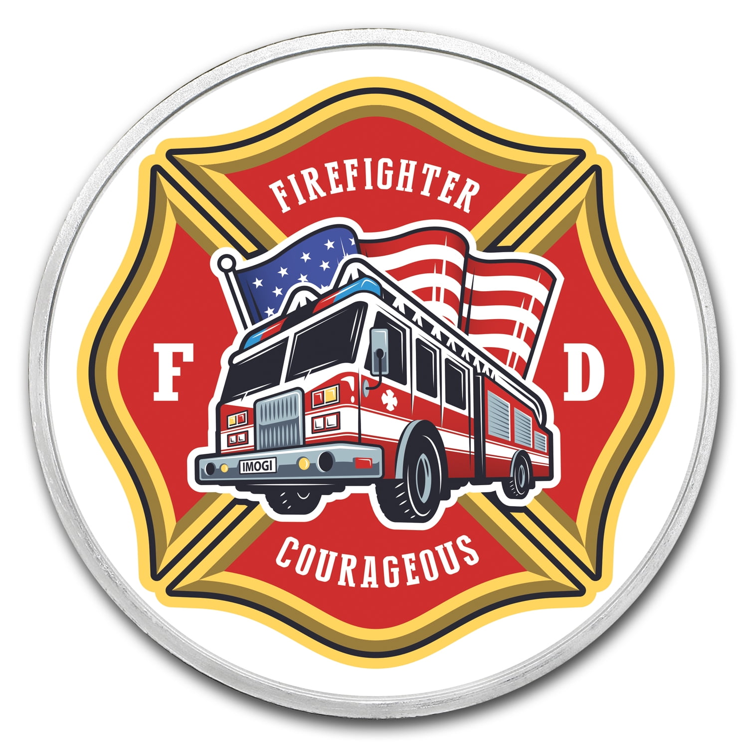 1 oz Silver Colorized Round - APMEX (Firefighter - Seal) - Walmart.com