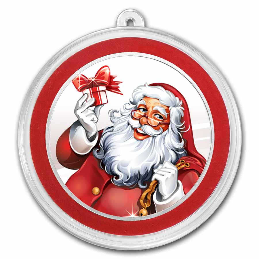 1 oz Silver Colorized Round - Cheery Santa Claus - Walmart.com