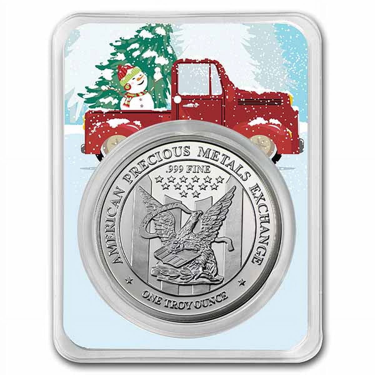 1 oz Silver Round - APMEX (w/Christmas Farm Truck Card, In TEP ...