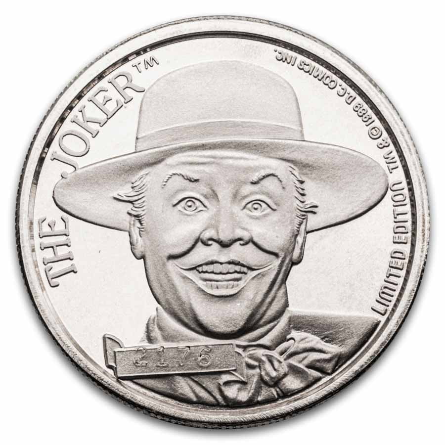 1 oz Silver Round - BATMAN (50th Anni, The Joker, w/Box and COA ...