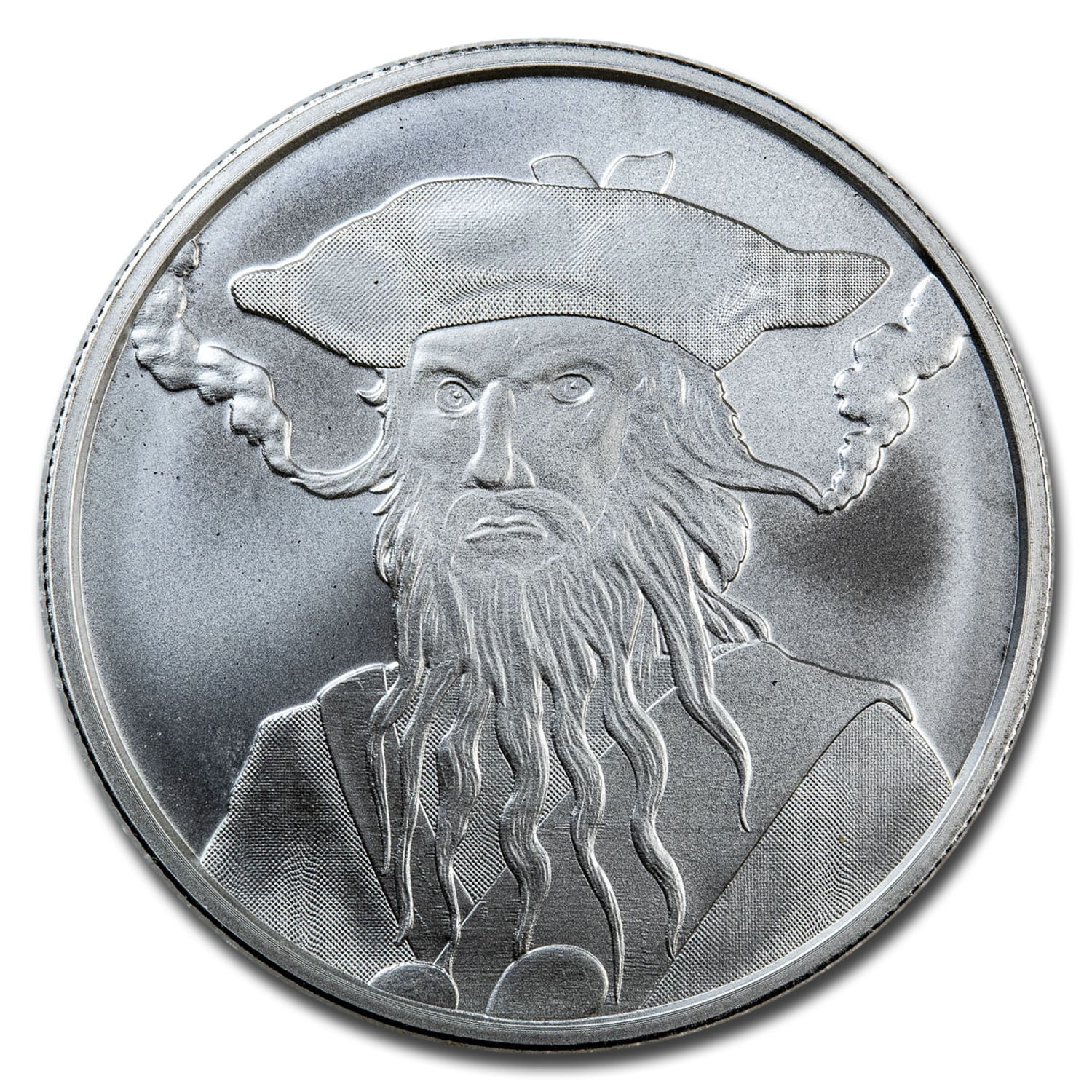 1 oz Silver Round, Blackbeard, .999 Fine Silver, Pirate Design ...