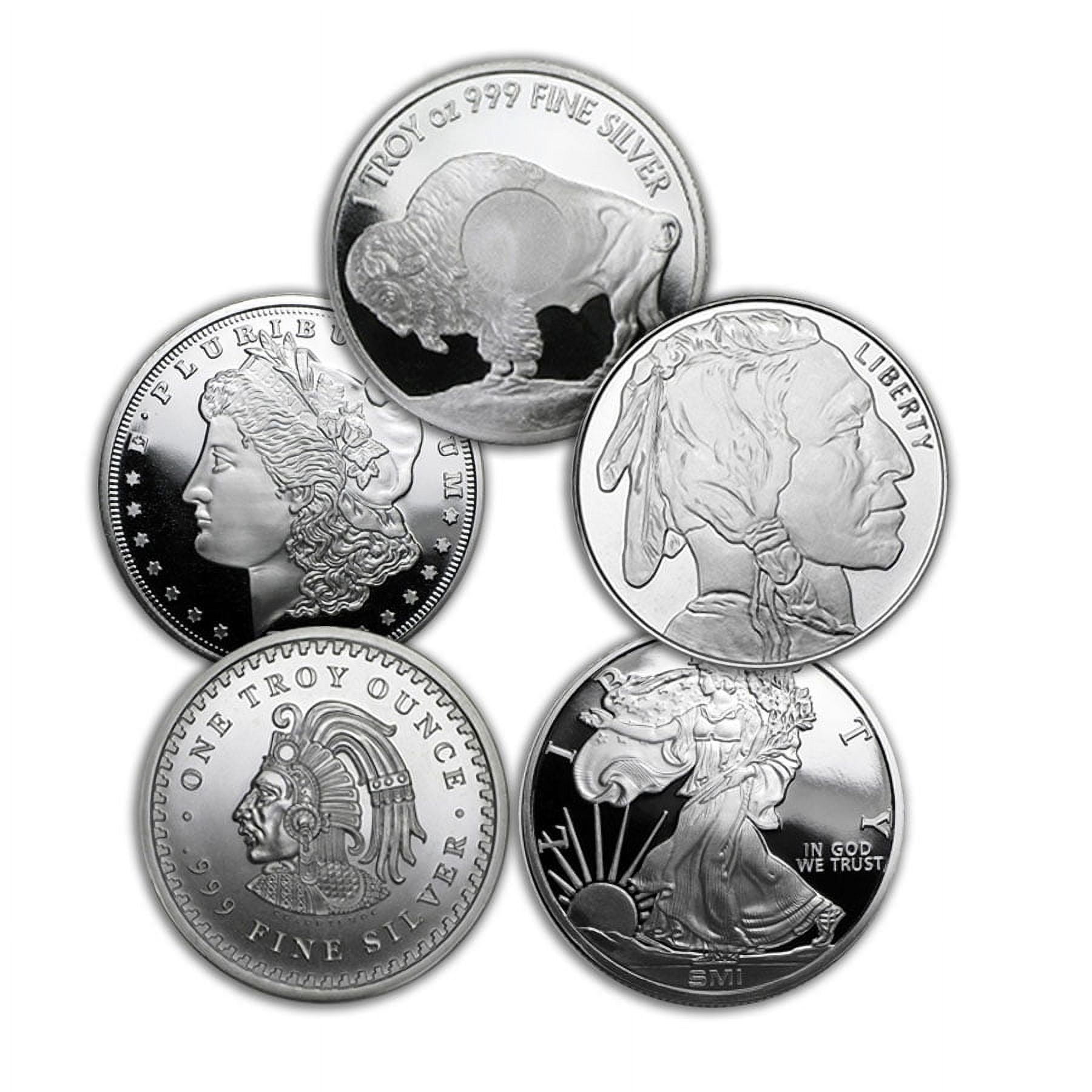 1 oz Silver Rounds, Secondary Market, .999 Fine, Lot of 5, Random ...