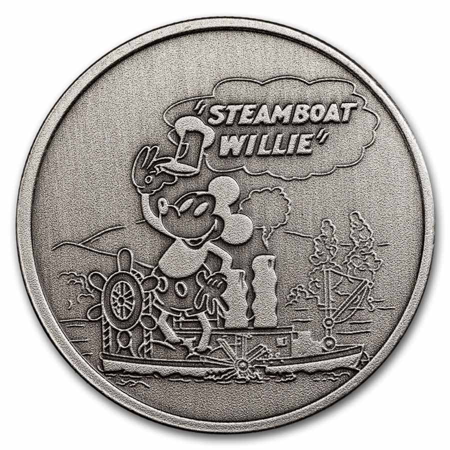 1 oz Silver Round - Steamboat Willie (Antiqued) - Walmart.com