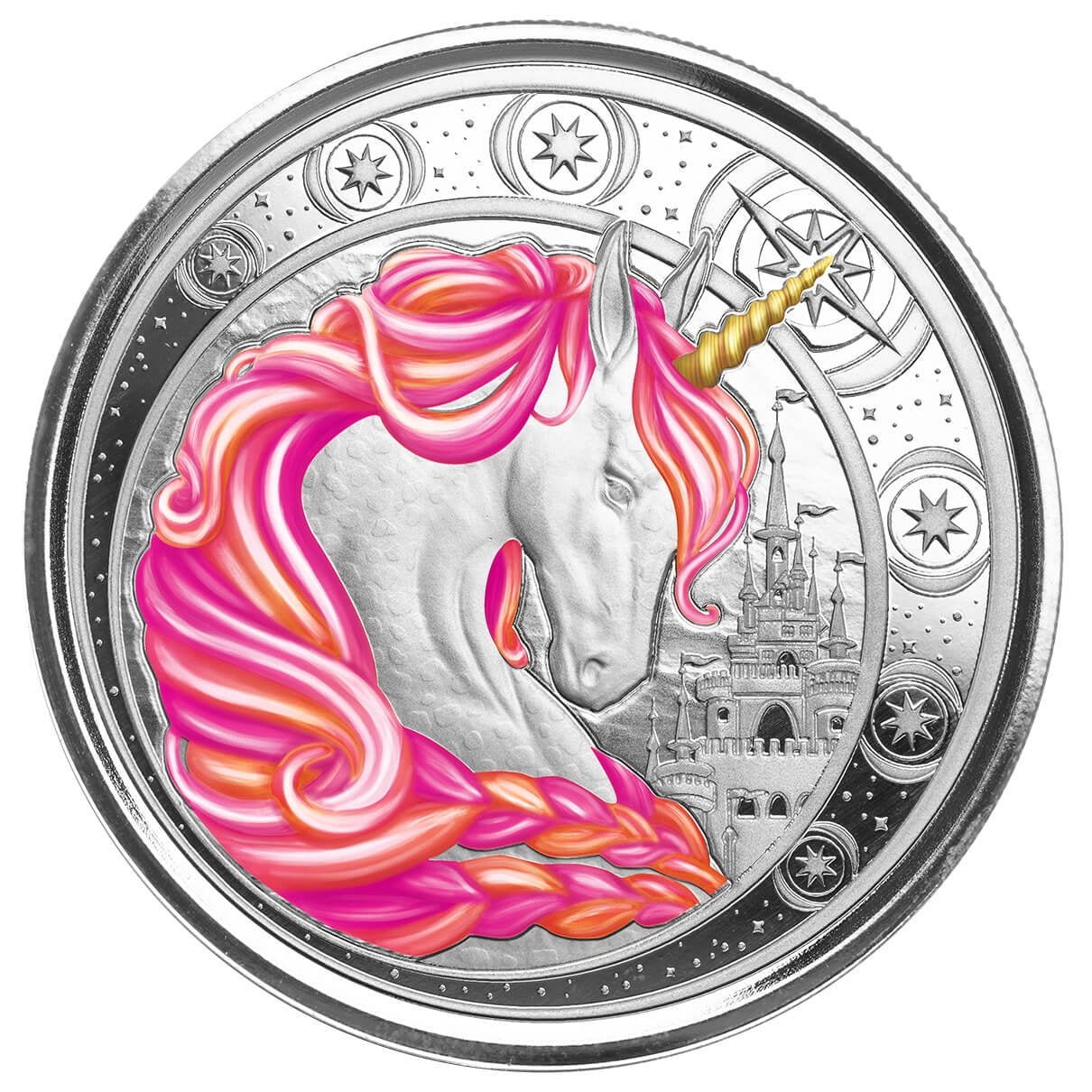 1 oz Silver Unicorn Coin - Colorized Pink .999 Silver Coin in Assay ...