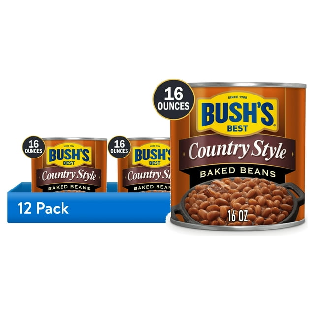 (12 pack) Bush's Country Style Baked Beans, Canned Beans, 16 oz Can ...