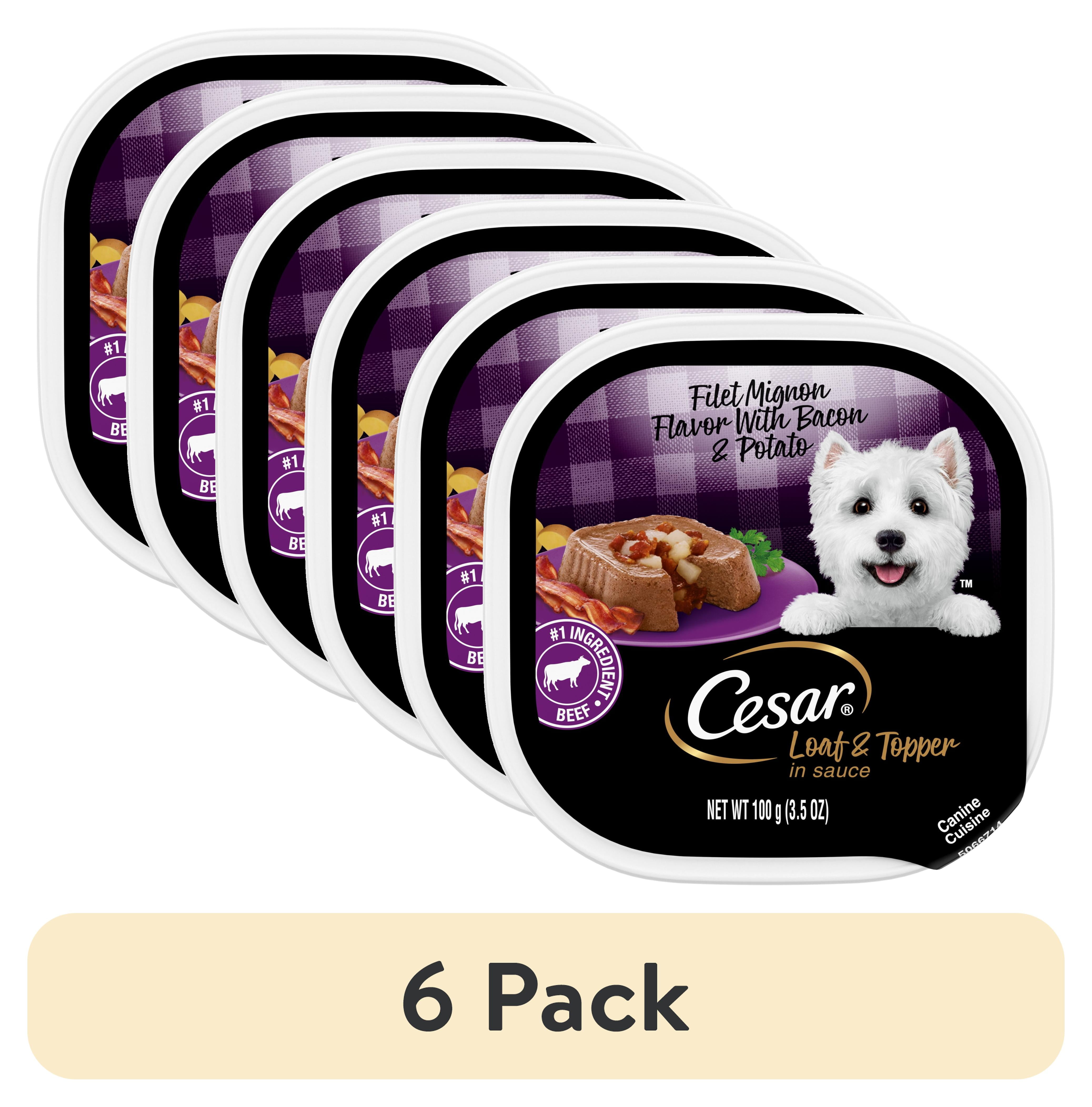 (1 pack) Cesar Soft Wet Dog Food Loaf & Topper In Sauce Filet Mignon ...