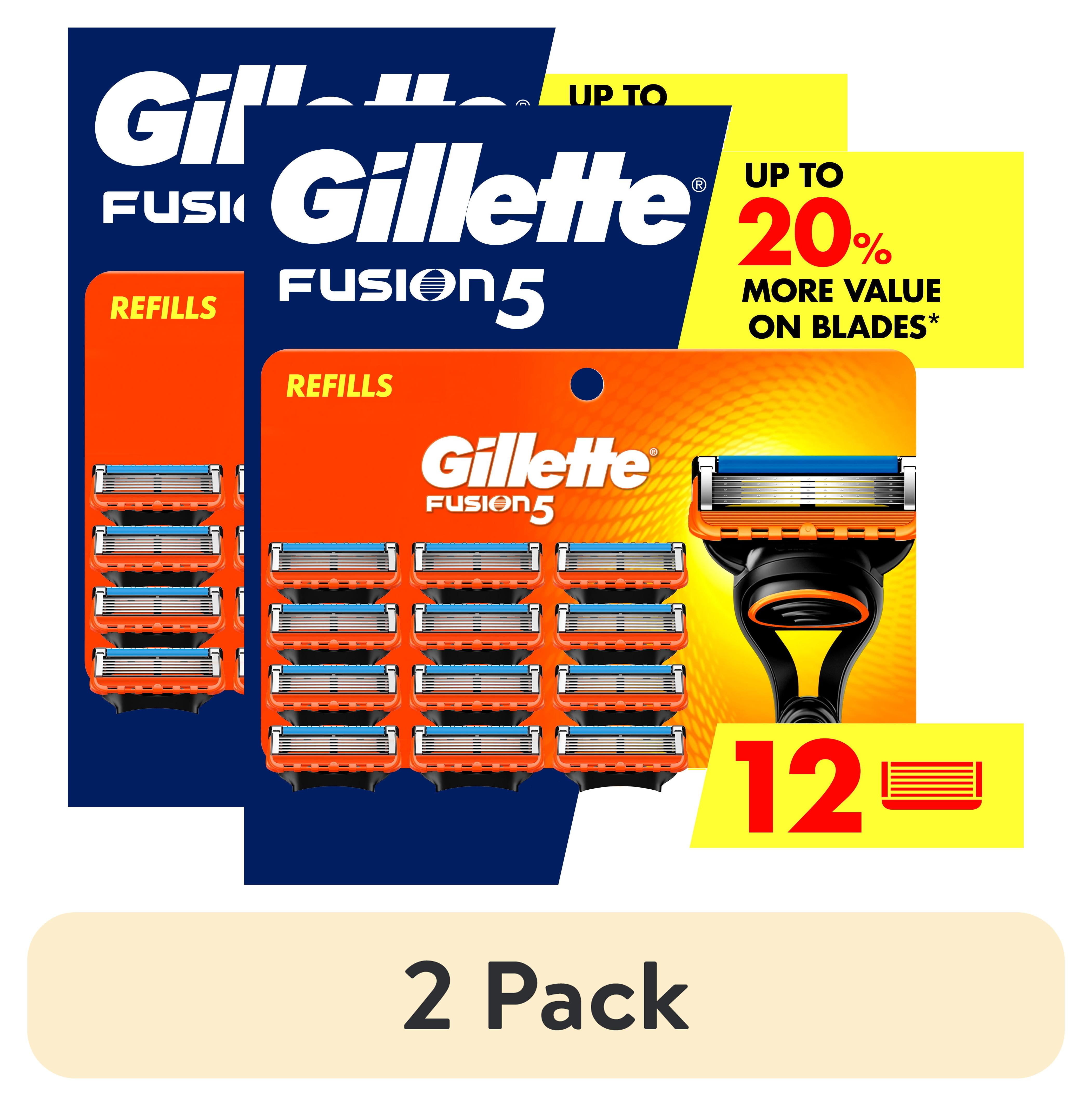 (2 pack) Gillette Fusion5 Razor Blade Refill ,Manual Razor Men , 12 ...