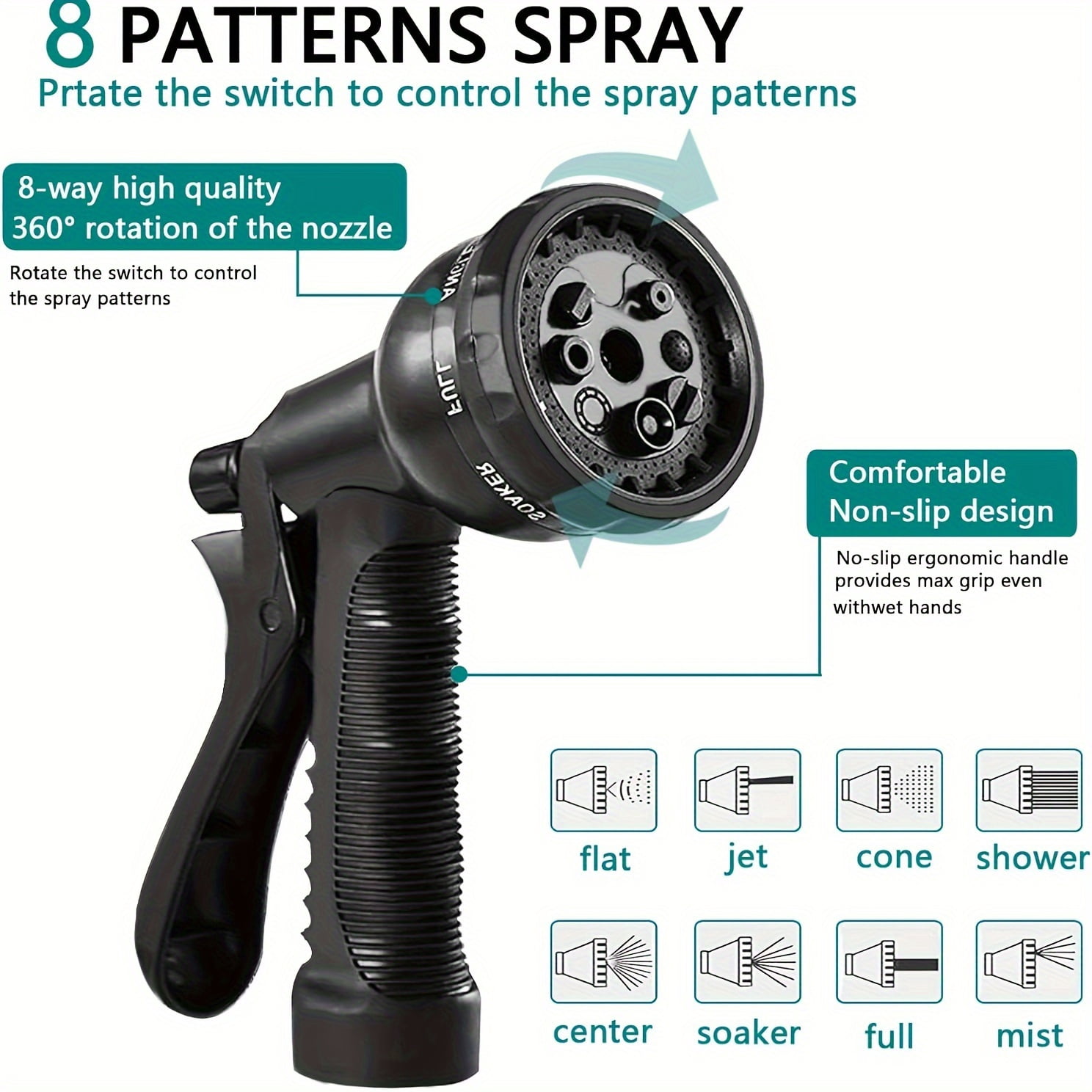 1-pack Household spray pattern nozzle. 75 inch water hose, 3-ply latex ...