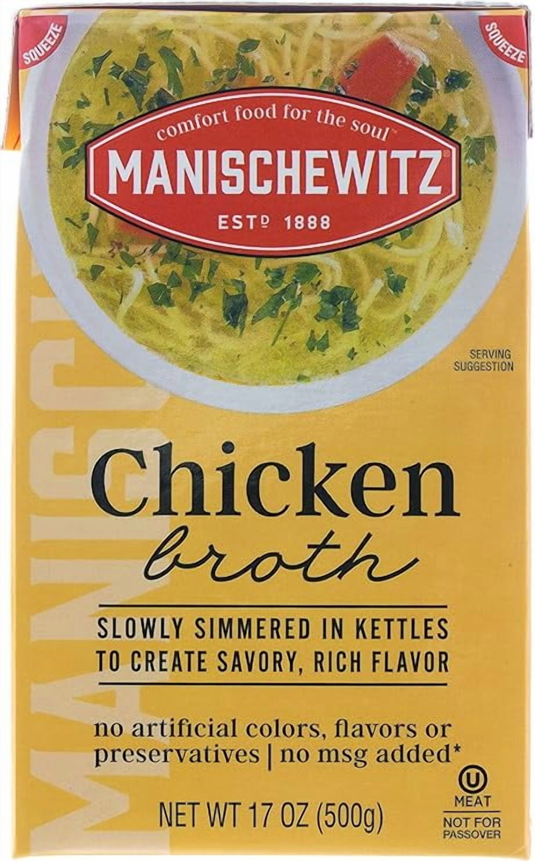 (1 pack) Manischewitz Chicken Aseptic Broth, Kosher, No Msg Added, 17 ...