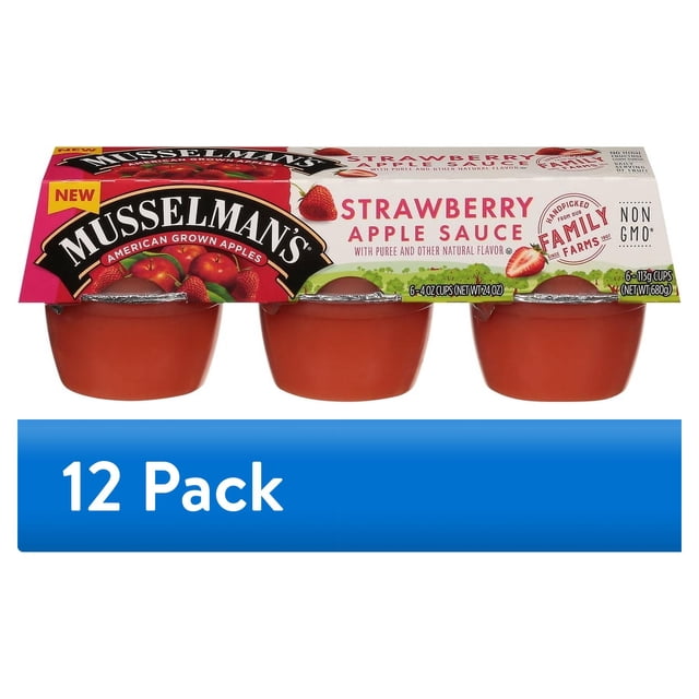 (12 pack) Musselman's Strawberry Applesauce 4oz, 6 count - Walmart.com