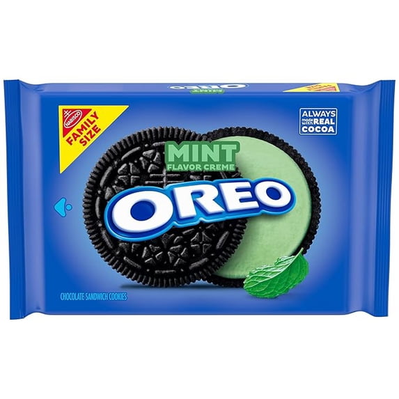 (1 pack) OREO Mint Creme Chocolate Sandwich Cookies, Family Size, 18.71 ...